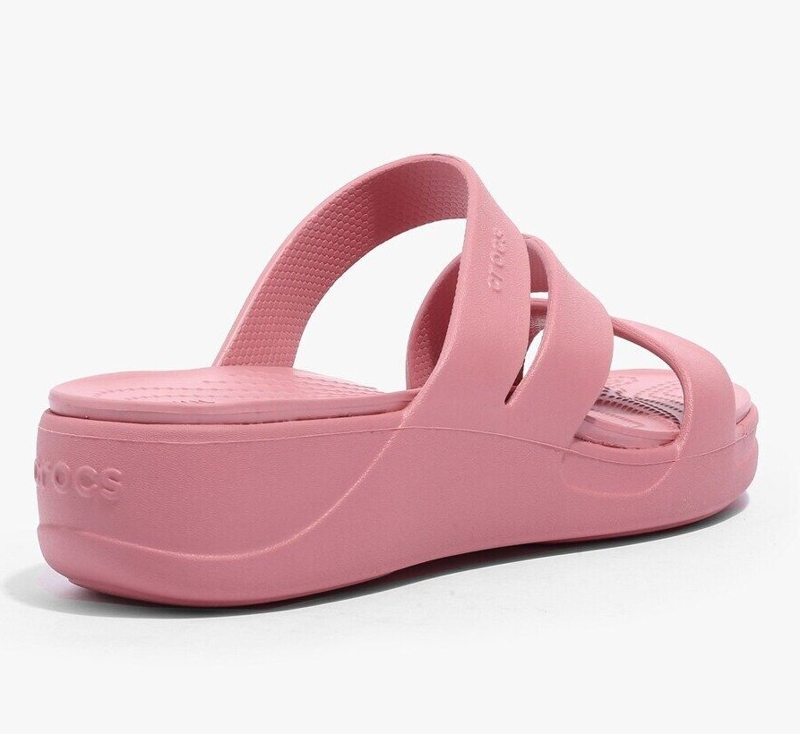 NEW! Crocs Monterey Strappy Wedge Pink Blossom Sandals Women's Slip On ...