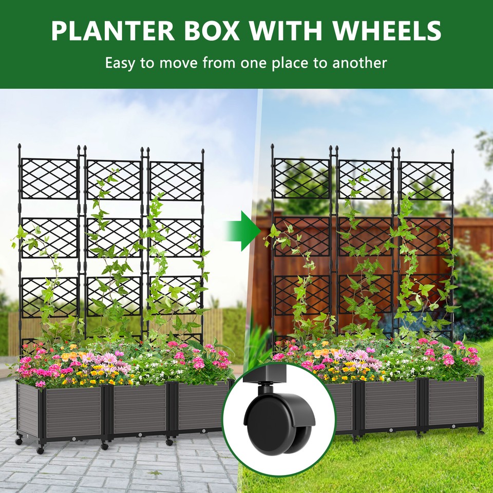 NAIZEA Raised Garden Bed & Tomato Planter Cage Trellis Planter Boxes ...