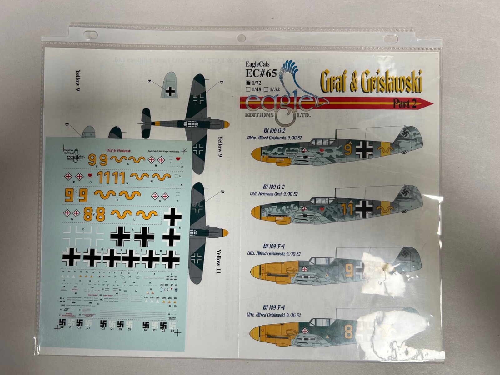 NEW Vtg EagleCals EC#65 Graf Grislawski Military Model Airplane 1/72 ...