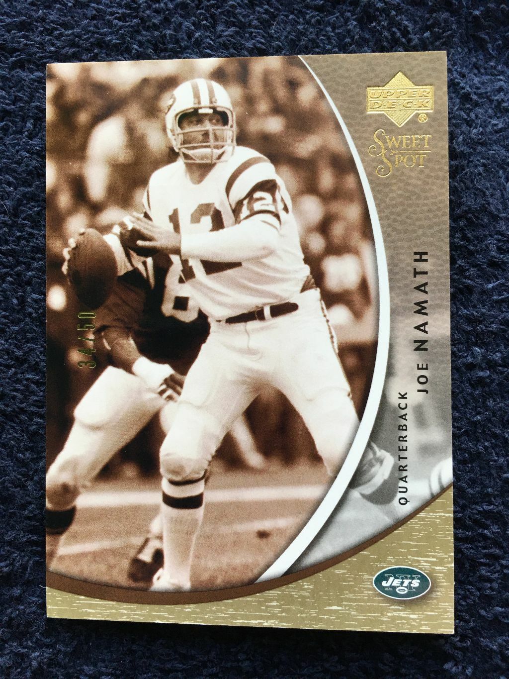 Joe Namath #107 - 2004 Upper Deck Sweet Spot Football - Base Gold /50 ...