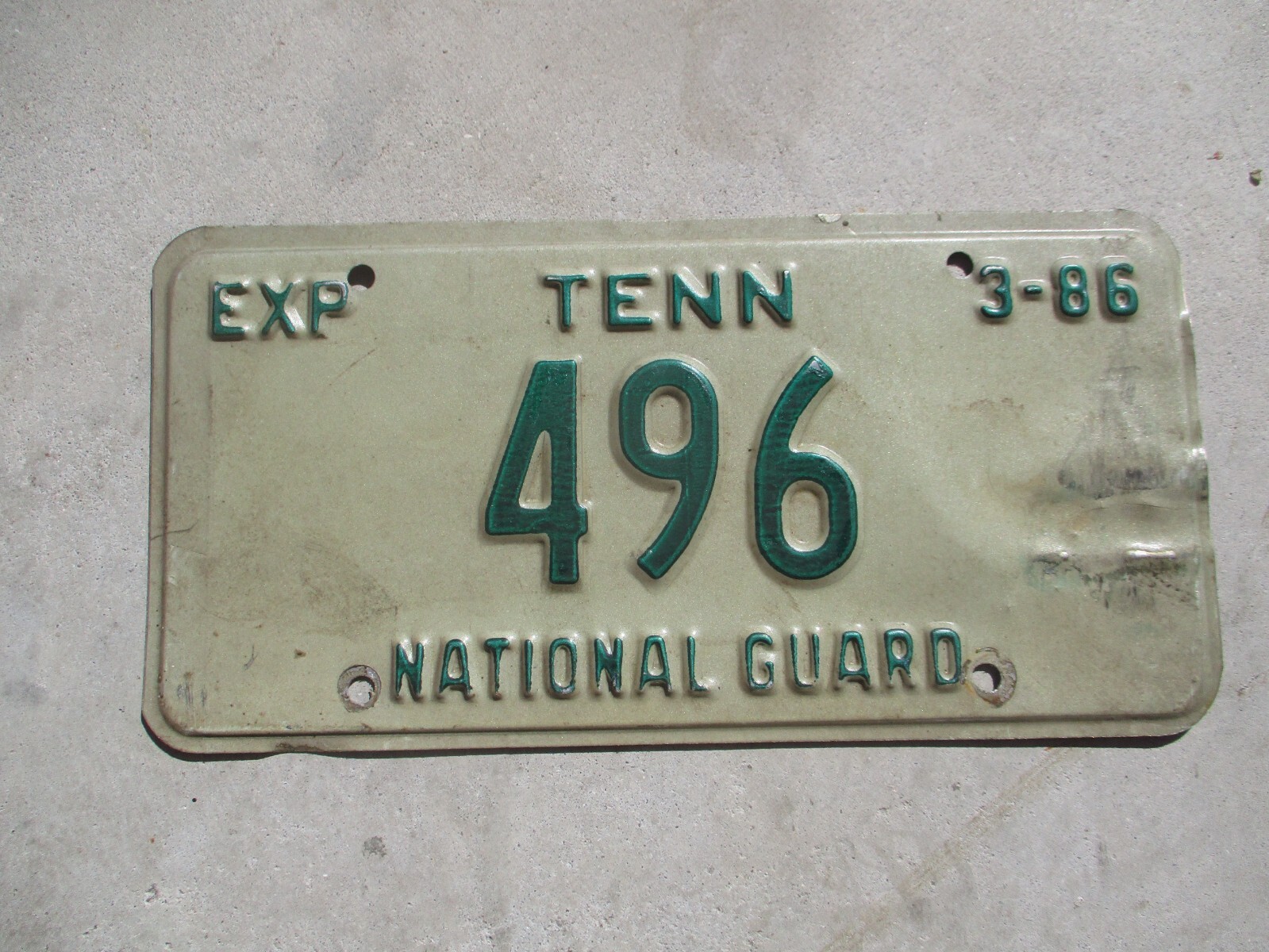 Tennessee 1985 / 86 National Guard license plate # 496 | eBay