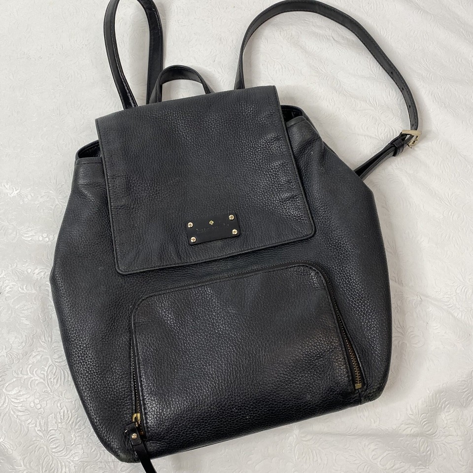 Kate Spade New York Black Pebbled Leather Cobble Hill Charley Backpack ...