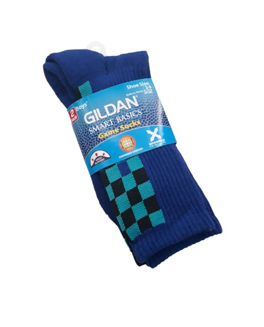 Gildan Smart Basics Game Socks 2 Pair Shoe Size 3-9 Boys Arch Support ...