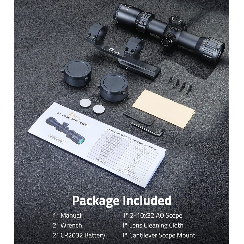 Tactical 2-10x32 MPVO AO Rifle Scope R/G illuminated Reticle - 30mm ...