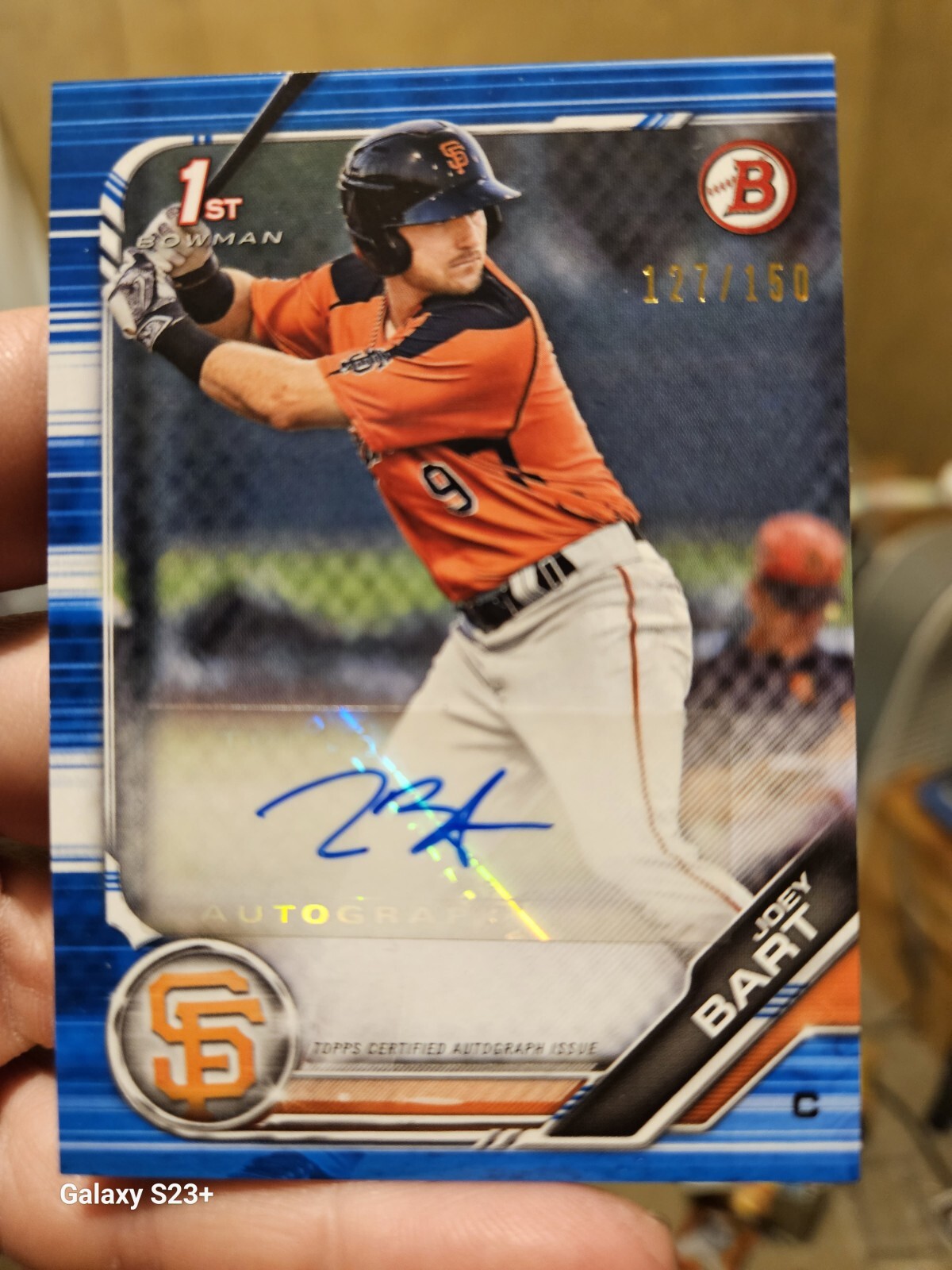 2019 Bowman Joey Bart Blue Auto 127/150 Paper PA-JB Mint Card Looks ...