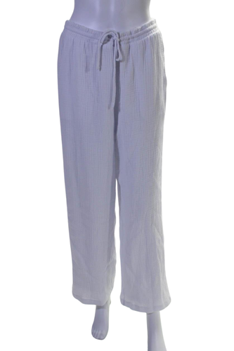 Z Supply Womens Cotton Bondi Gauze Ruched Drawstring Lounge Pants White ...
