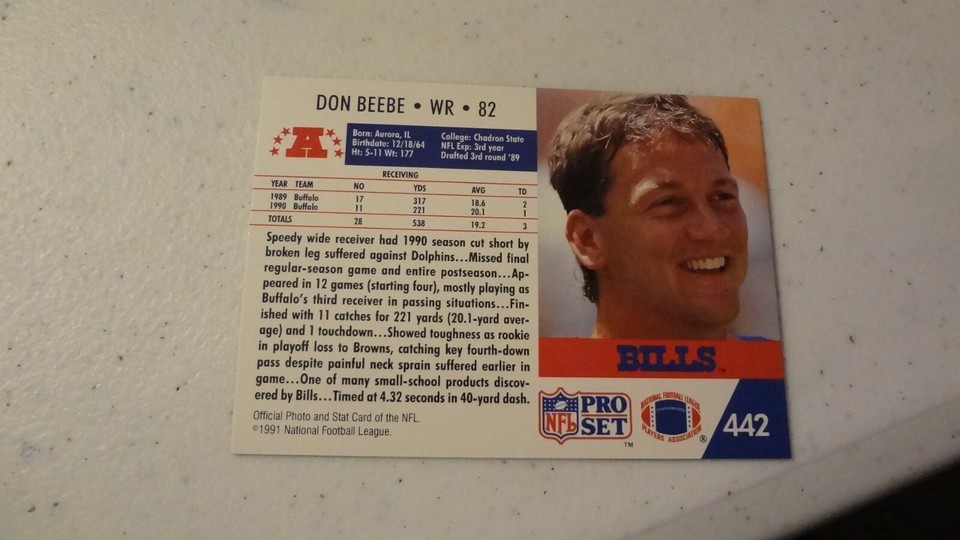 1991 PRO SET # 442 DON BEEBE FOOTBALL CARD | eBay
