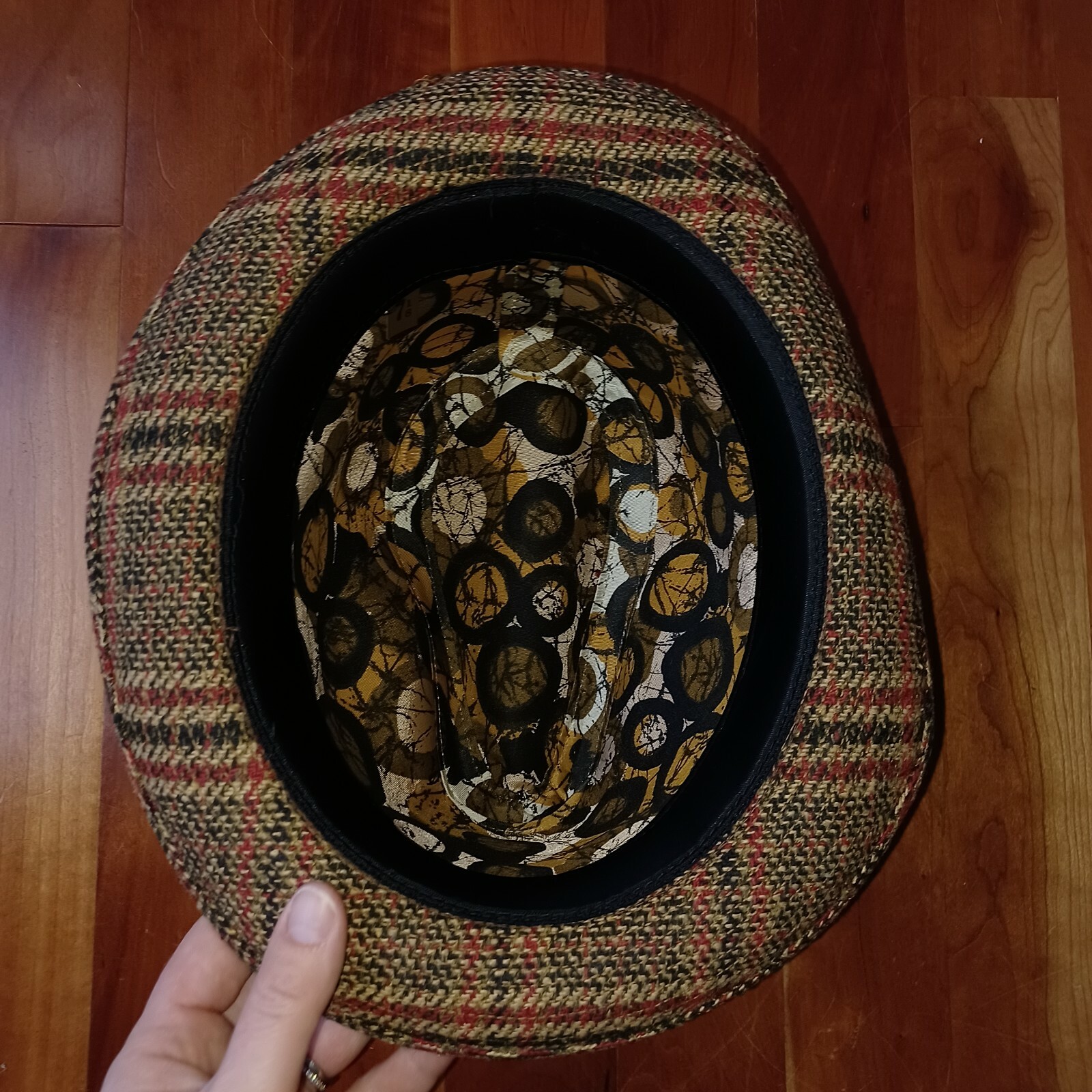 Vintage Tweed Fedora Hat Wool Tartan Plaid Red Black … - Gem