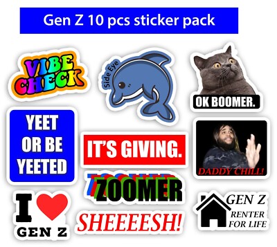 Gen Z 10 pcs vinyl sticker pack generation Z decals waterproof ...