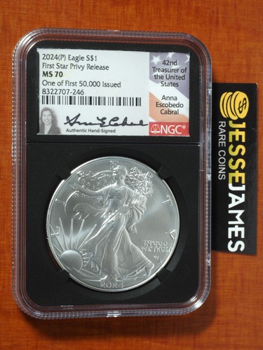 2024 (P) SILVER EAGLE NGC MS70 STAR PRIVY ONE OF FIRST 50,000 ANNA ...
