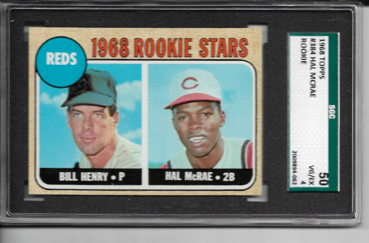 1968 Topps Reds Rookie Stars Bill Henry & Hal McRae #384 Graded SCG 4 ...