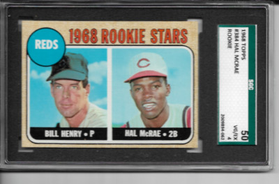 1968 Topps Reds Rookie Stars Bill Henry & Hal McRae #384 Graded SCG 4 ...