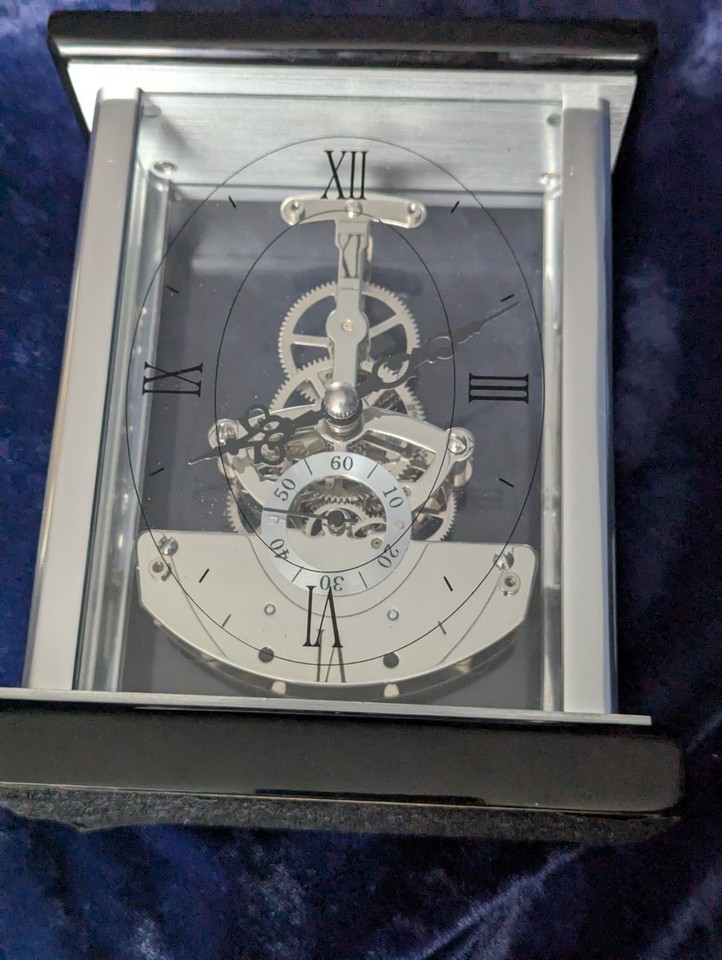 Skeleton Mantel Clock Silver And Black | eBay UK