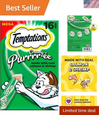 Creamy Puree Squeezable Lickable Cat Treats, Wet Cat Treats with Salmon ...