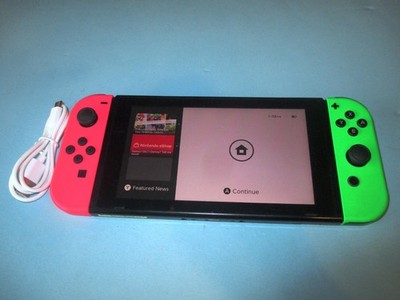 Nintendo Switch System Console w/Neon Pink & Green Joy-Cons & Charger ...