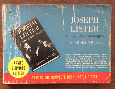 armed services edition paperback book JOSEPH LISTER FATHER OF MODERN ...