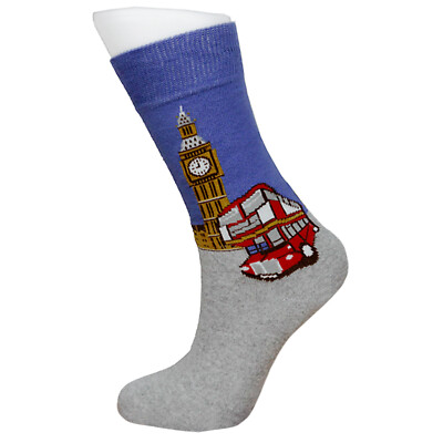 London Big Ben Double Decker Bus Cotton Rich Unisex Novelty Gift Socks ...