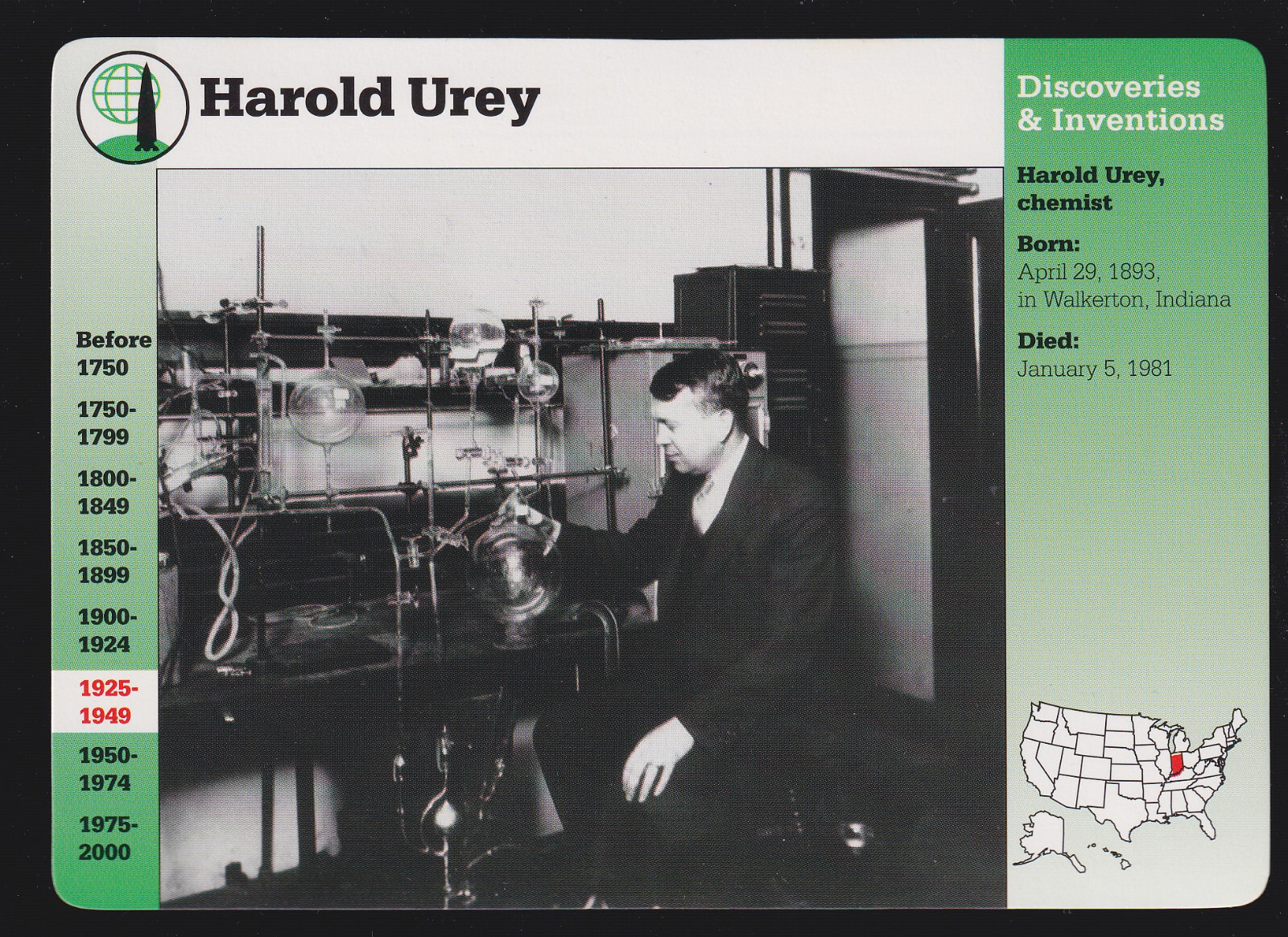 HAROLD UREY Nobel Prize Winning Chemist Photo 1997 GROLIER STORY OF ...