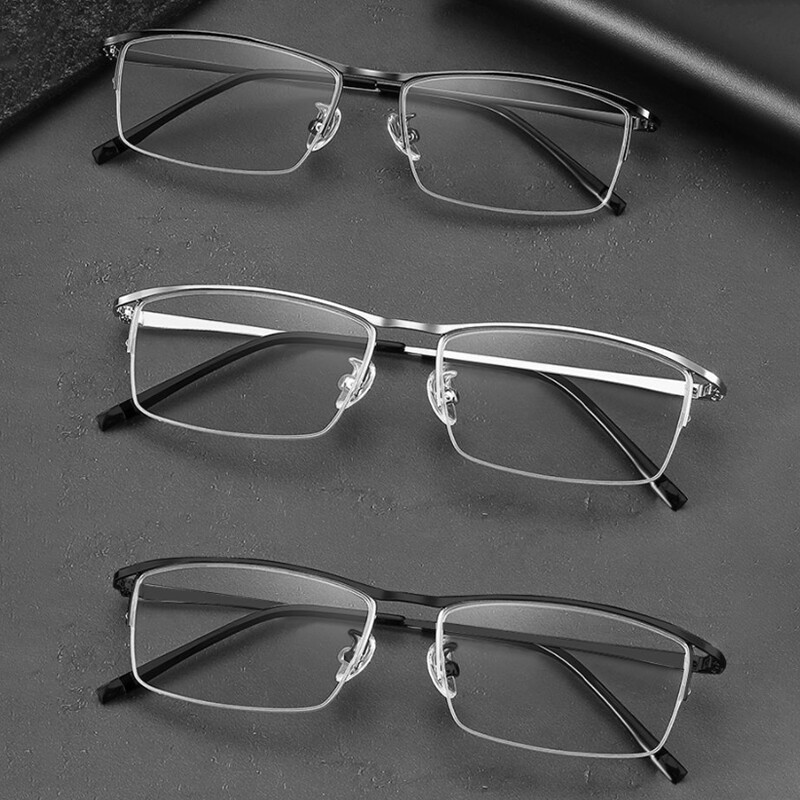 3Pcs Metal Anti-Blu-ray Men's Myopia Glasses Nearsighted Square ...