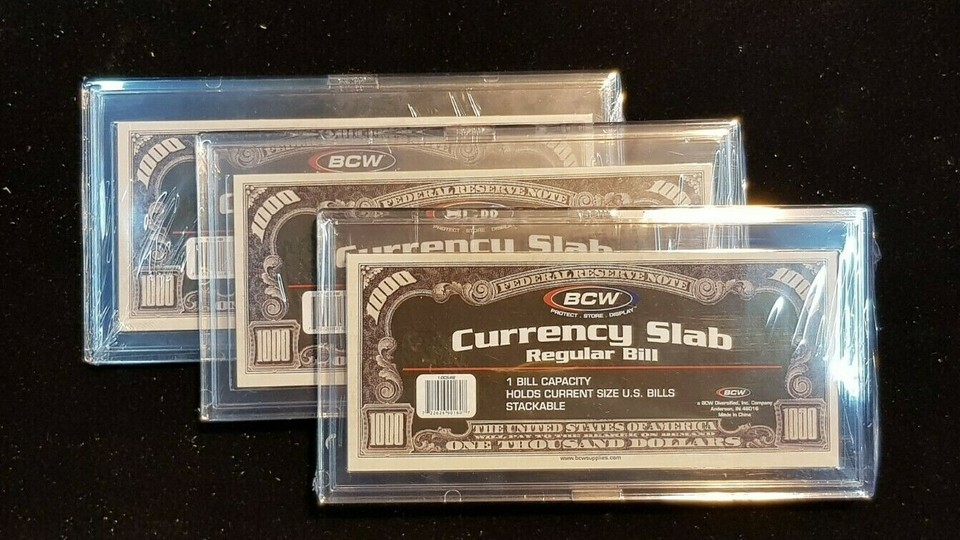 X3 Currency Banknote Snaplock Bill Slabs Holder Regular Modern Notes ...