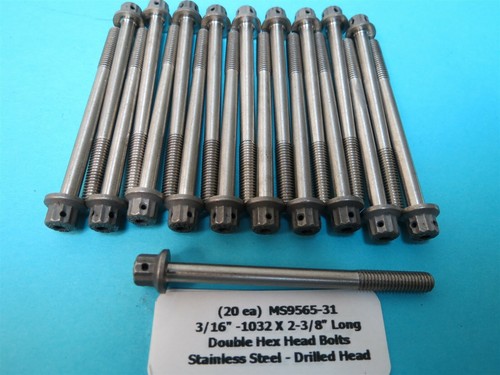 10-32 x 2-3/8 Double Hex Stainless 12-Point Bolt MS9565-31 Aerospace ...
