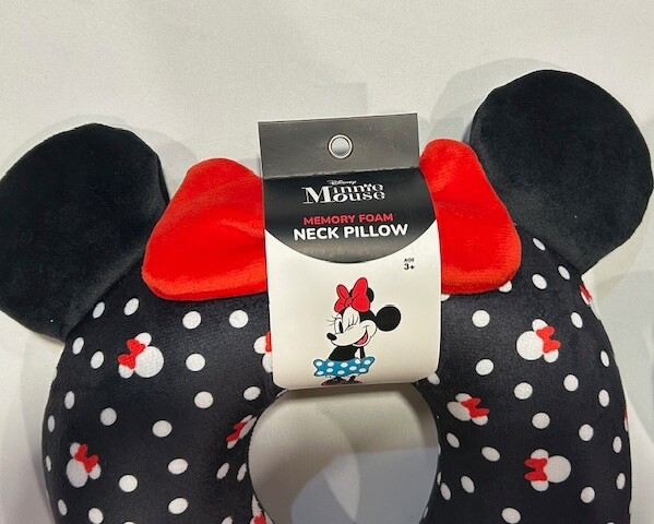 Minnie Mouse Disney Black Memory Foam Polka Dot Neck Pillow w/ Ears and ...