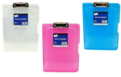 A4 CLIPBOARD BOX FILE DURABLE TRANSPARENT OUTDOOR FILING OFFICE STORAGE ...