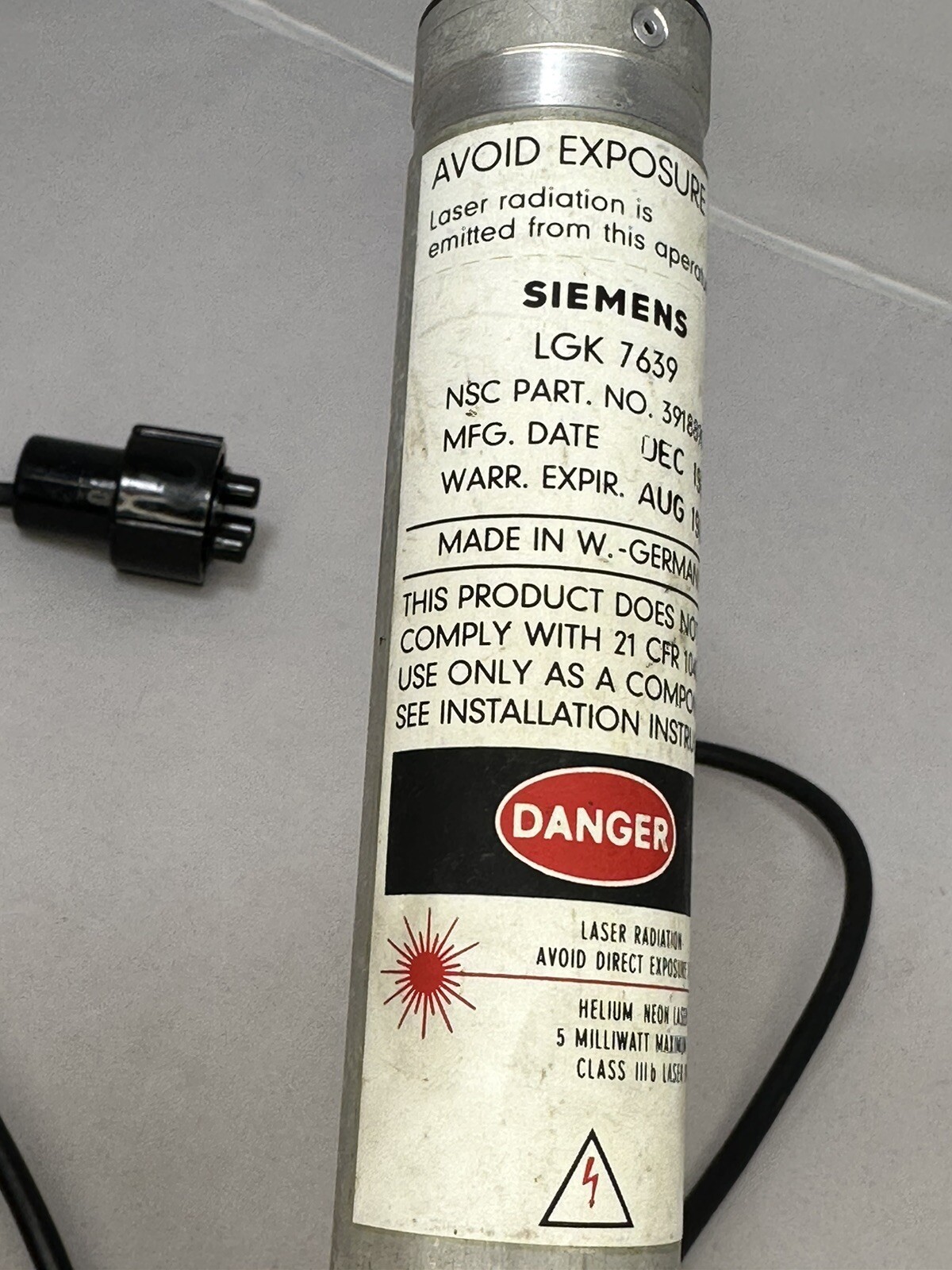 Vintage SIEMENS LGK 7639 3918891-00 He-Ne Laser Module W. Germany | eBay