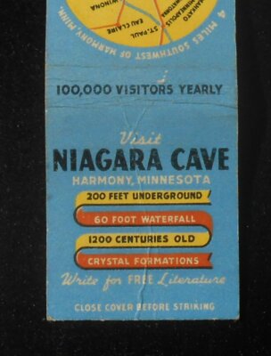 1940s Visit Niagara Cave 300 Feet Underground 60 Foot Waterfall Map ...