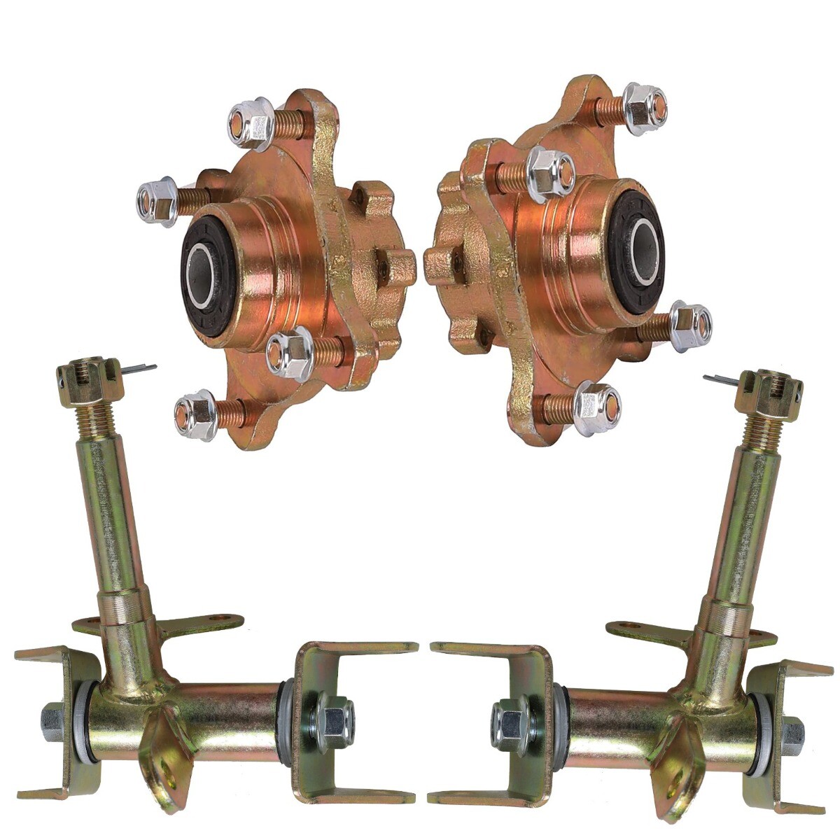 Pair 4 Stud Front Wheel Hub Steering Spindle Stub Axle Fr Buggy ATV Go ...