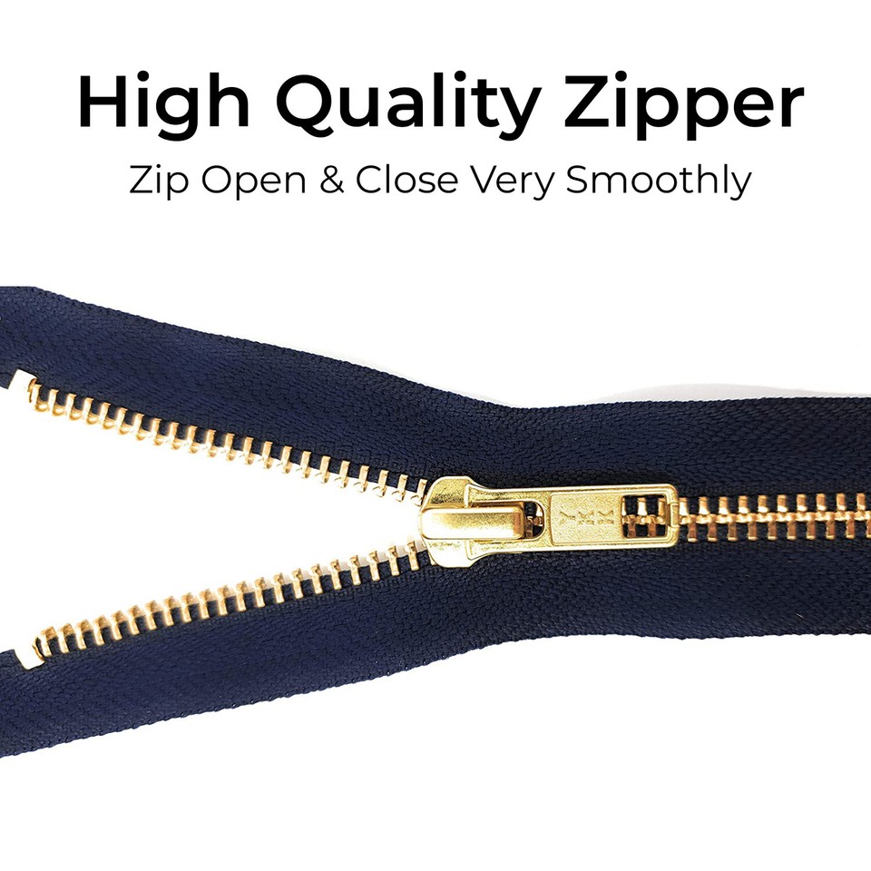 YKK Open-Ended Zip with Brass Metal Teeth Slider for Leather Jacket ...