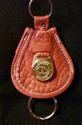 Dooney & Bourke Brown braid leather key fob Logo medallion 2 rings VTG ...