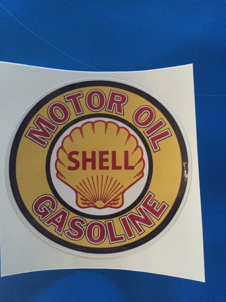 ROUND SHELL OIL GASOLINE SUPER HIGH GLOSS OUTDOOR (4” Round) DECAL ...