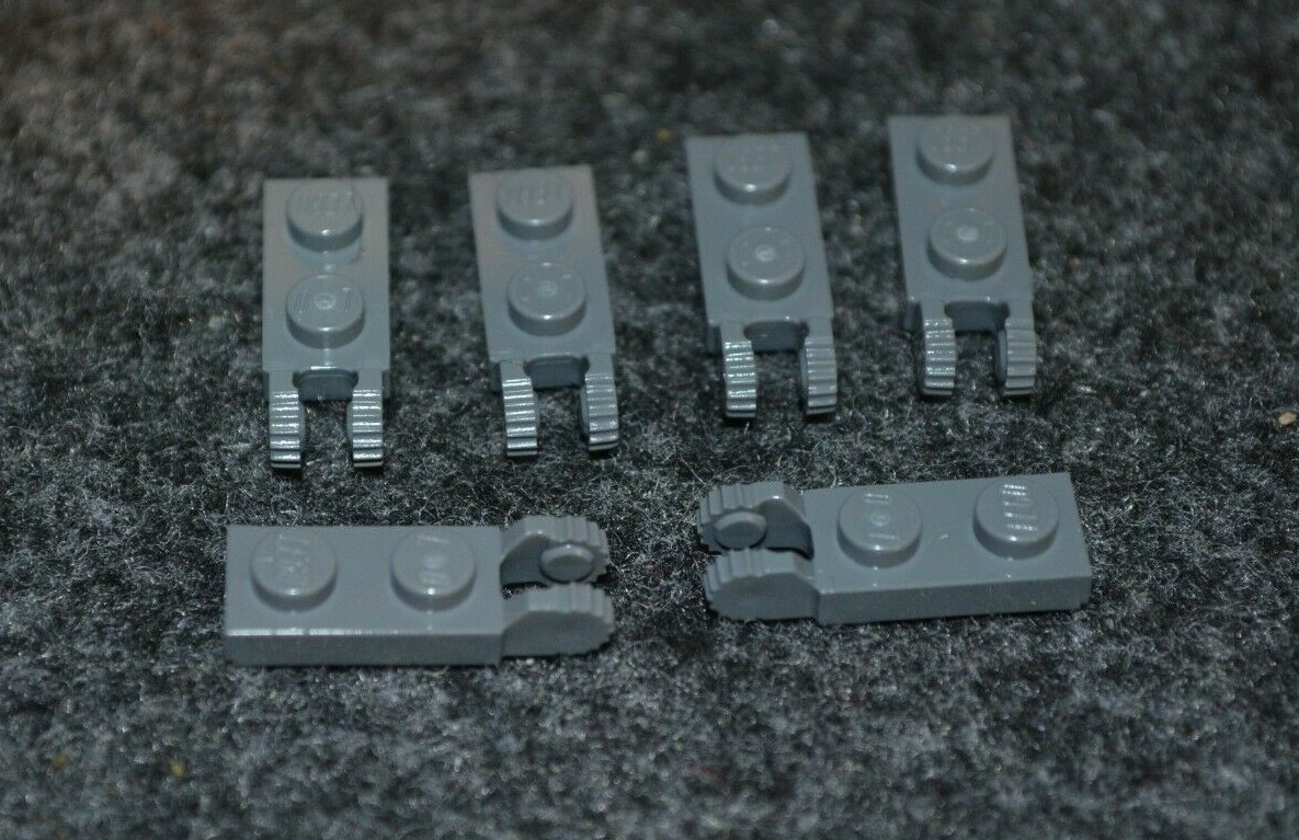 (6) 2x1 Dark Gray w/ Clicker / Ratchet Connector Clip Plate Bricks ...