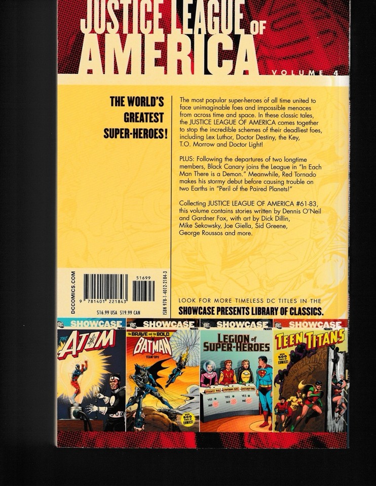 SHOWCASE PRESENTS JUSTICE LEAGUE OF AMERICA VOL 4 DC COMICS TPB | eBay