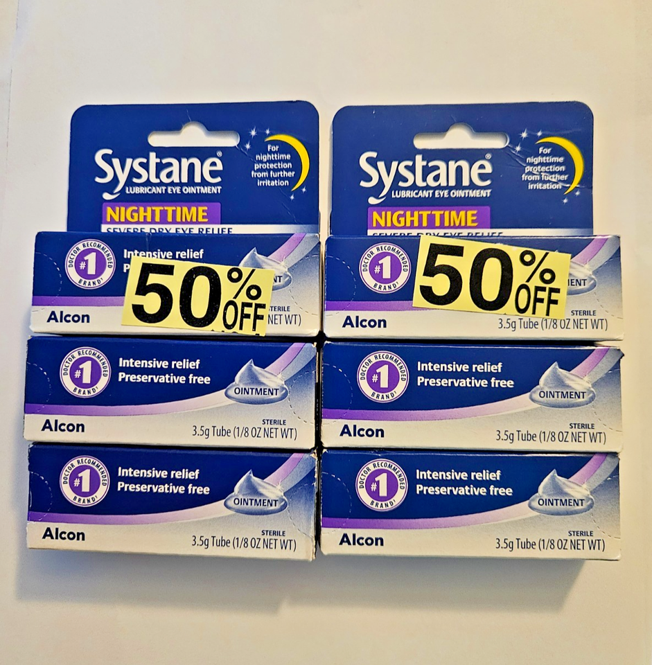 6 PACK Systane Nighttime Lubricant Eye Ointment 3.5g SEALED Fresh Lot ...