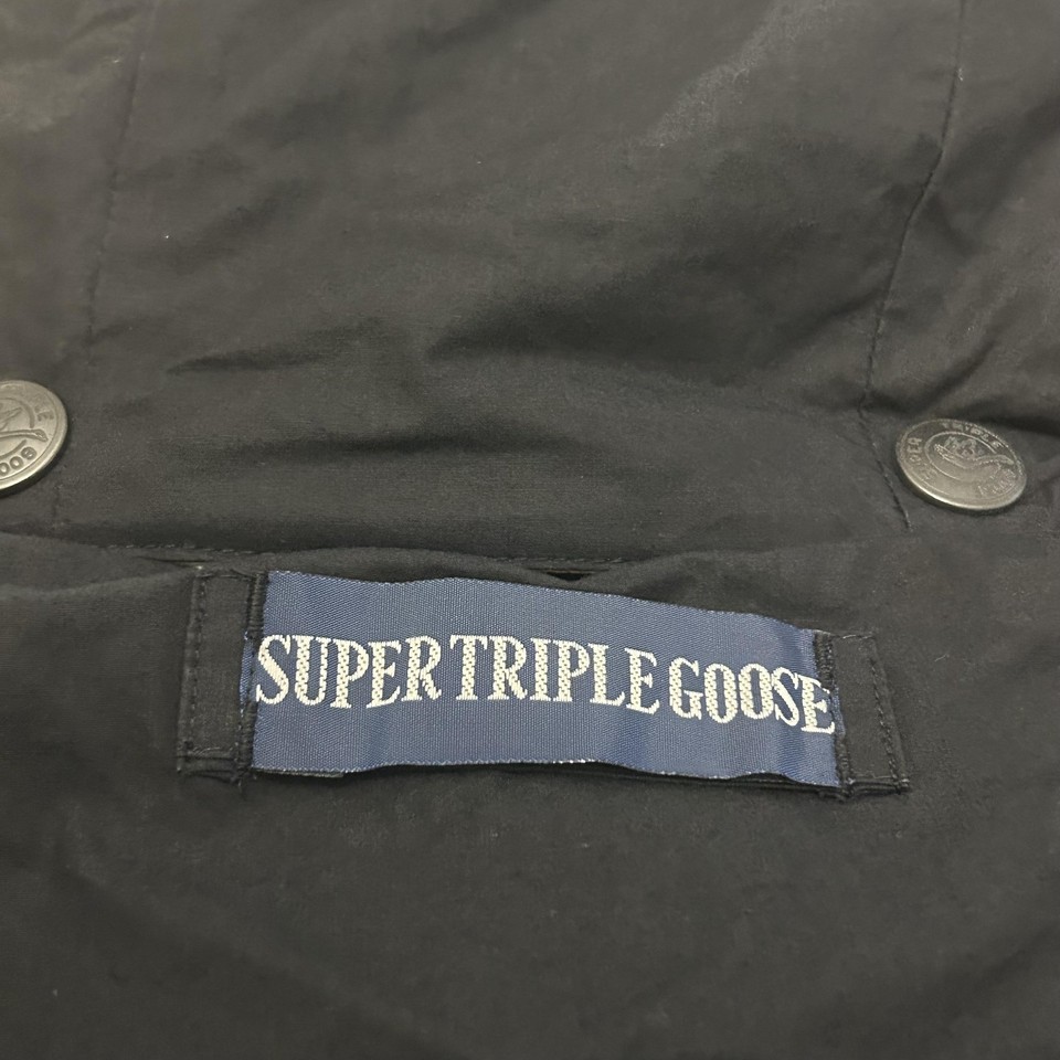 Super Triple Goose Jacket Mens Large Black Red Yellow Puffer Down ...