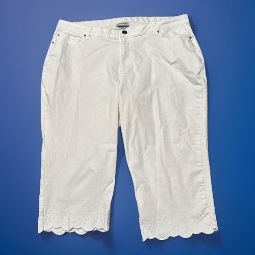 Catherines Womens Size 22WP Stretch Jeans White Capri High Rise 39x17.5 ...