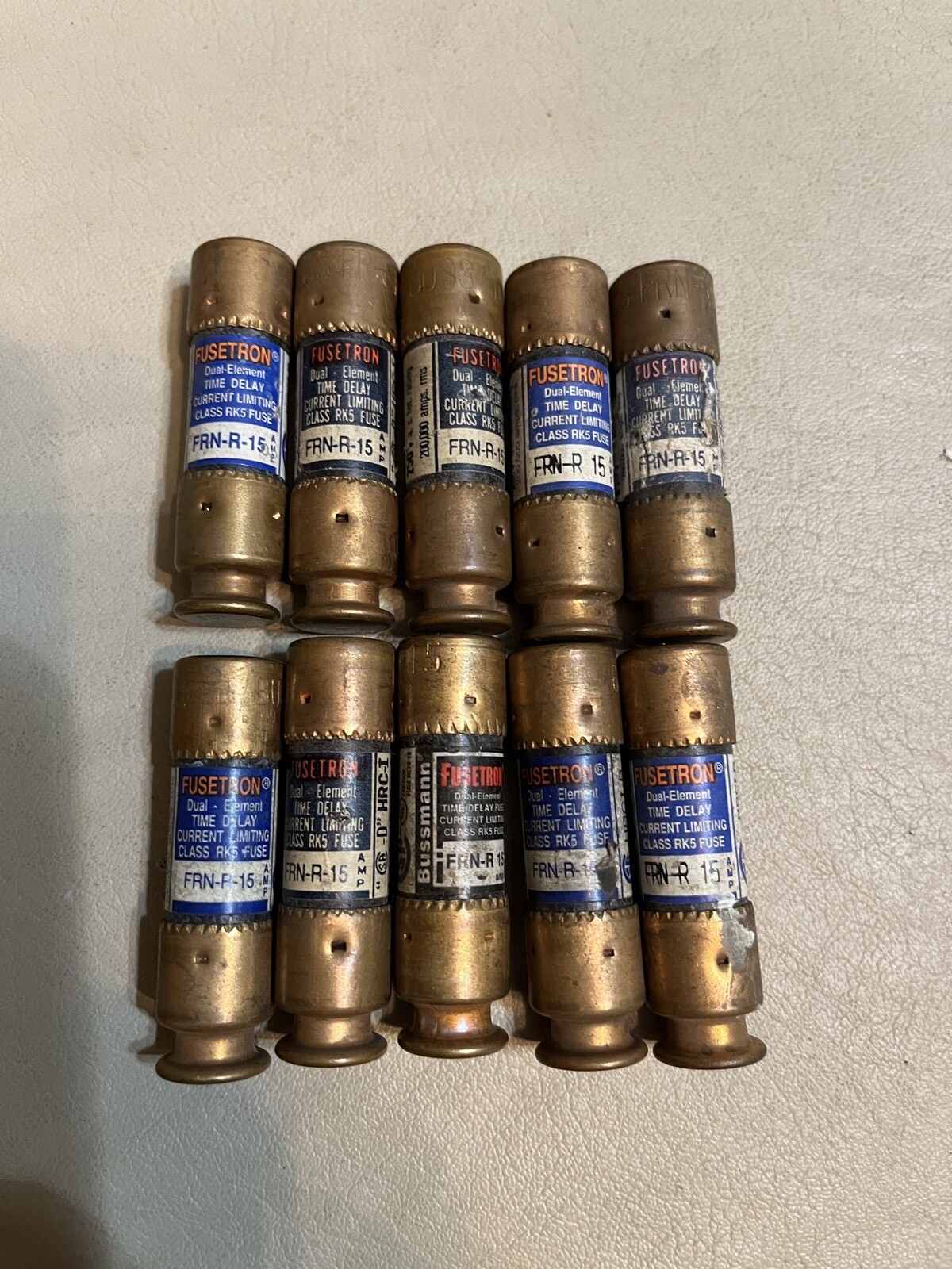 COOPER BUSSMANN FRN-R-15 FUSETRON FUSE 15A 250V TYPE D CLASS RK5 (Lot ...