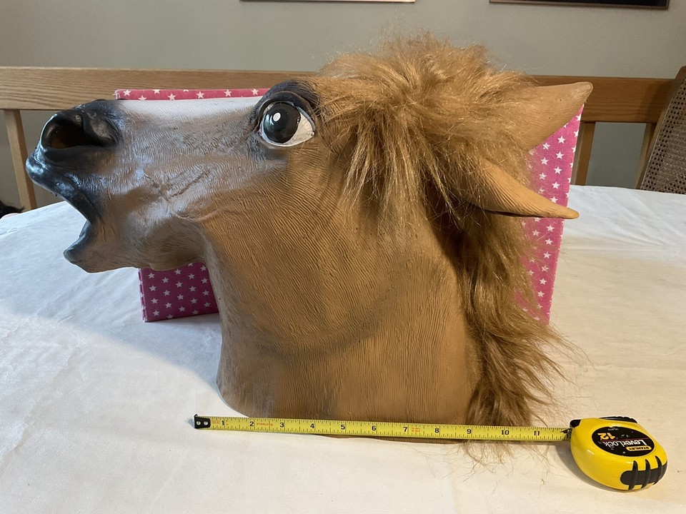 UNBRANDED HORSE MASK OVER THE HEAD PARTY/THEATRE LATEX MASK, FAUX FUR ...