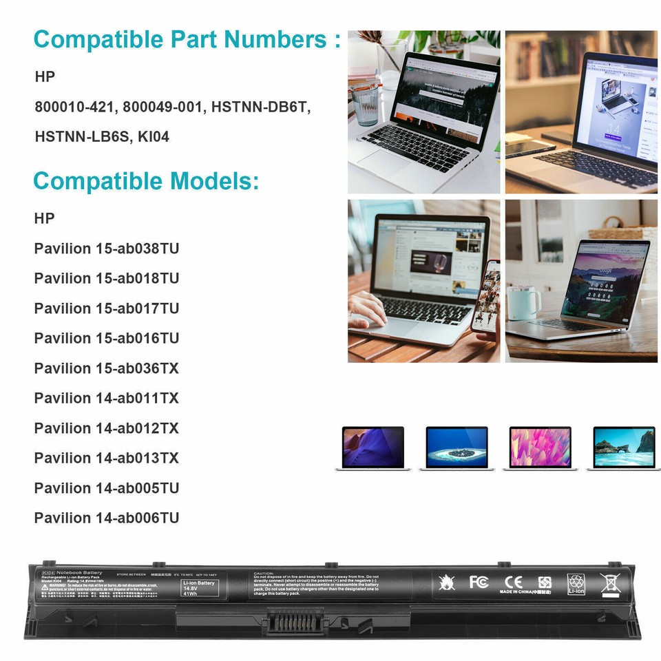 KI04 K104 Spare Battery for HP Pavilion 14 15 17 800009-421 800049-001 ...