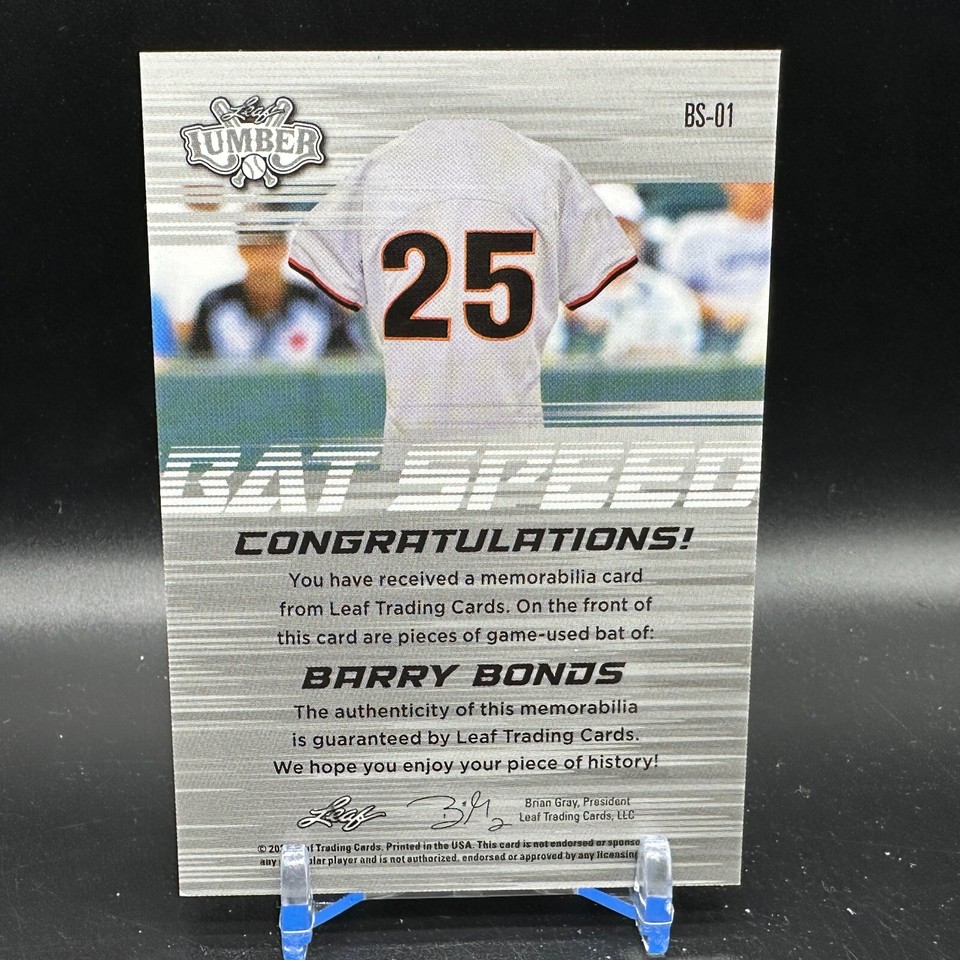 Barry Bonds Game Used Bat /25 2022 Leaf Lumber Bat Speed BS-01 Giants ...
