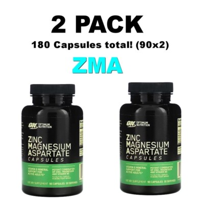 Optimum Nutrition, 2 PACK, Zinc Magnesium Aspartate, 90 Capsules (180 ...