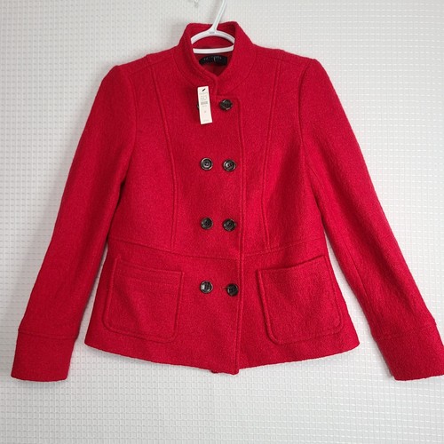NWT Talbots Women's Suze 2p Red Boiled Wool Pea Coat Lined Jacket | eBay