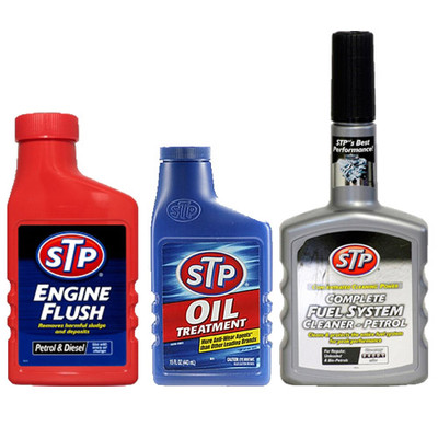 STP 3 Pack ENGINE FLUSH + PETROL OIL TREATMENT + COMPLETE FUEL SYSTEM ...