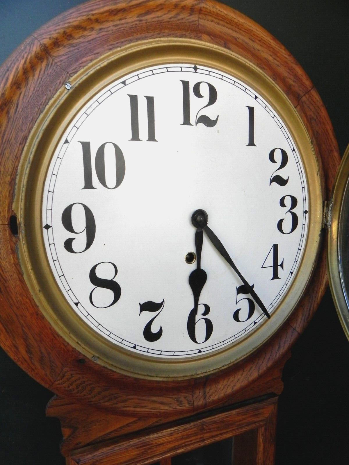 Antique American Ingraham Long Drop Round Head Oak Regulator Clock 'S ...