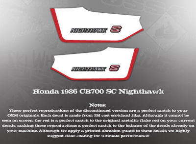 HONDA 1986 CB700 CB700SC SIDE COVER DECALS GRAPHICS | eBay
