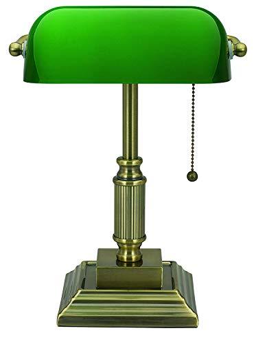 Vlight Antique Bronze Banker's Lamp With Green Shade And Replaceable ...
