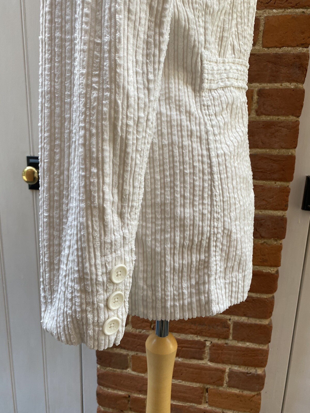 Laura Ashley Off White Cream Jumbo Cord Reefer Jacket… - Gem