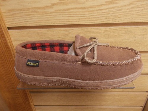 OLD FRIEND 558161 MEN'S WISCONSIN PLAID LINED LEATHER SLIPPERS MEDIUM ...